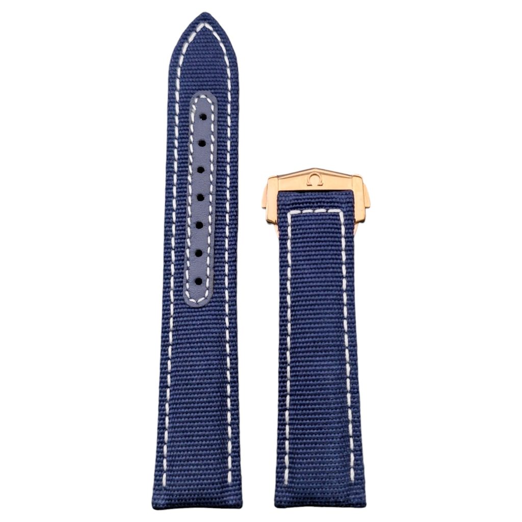 Canvas & Leather Strap for Omega Seamaster Planet Ocean, Speedmaster ...